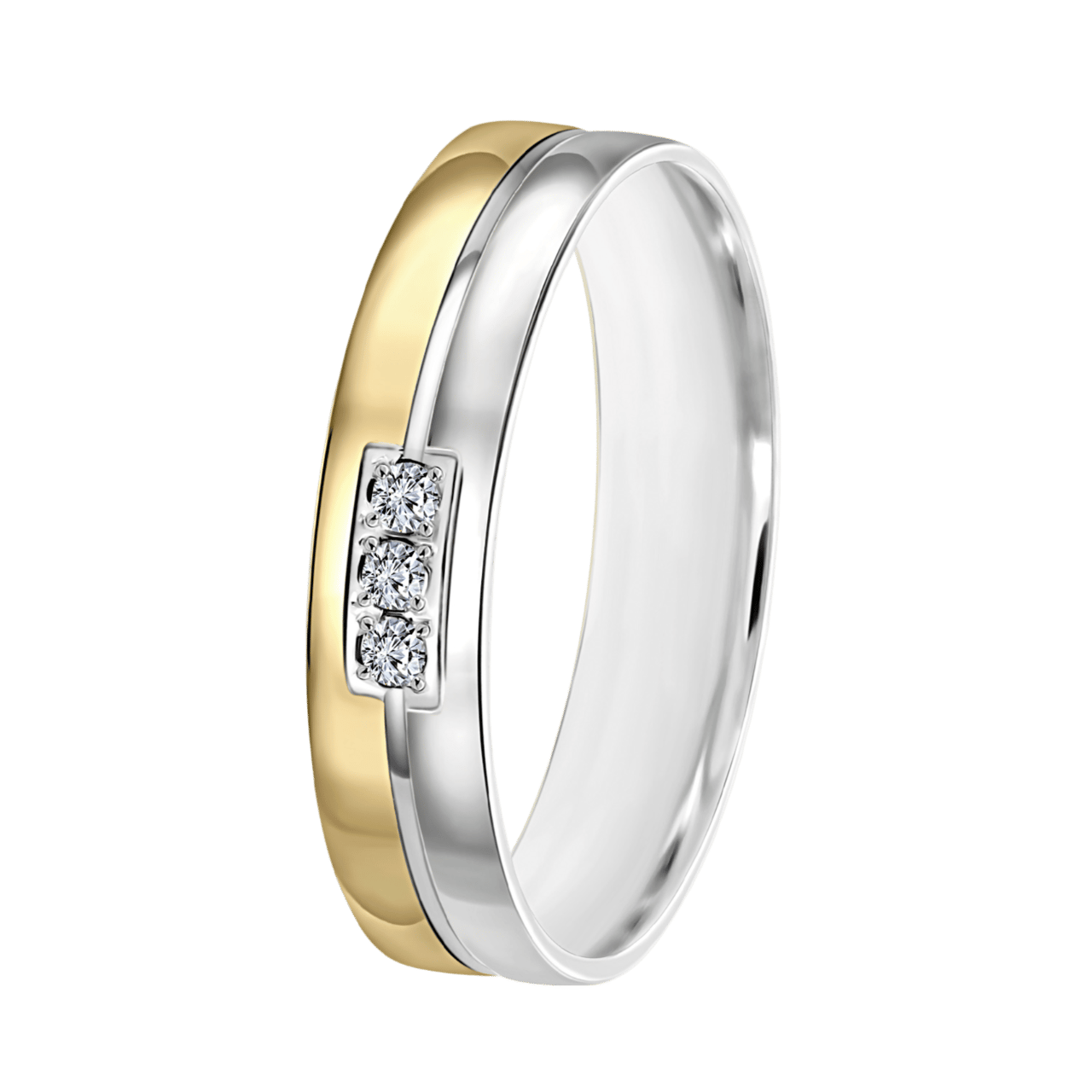 14K bicolor gouden dames trouwring 4mm Vera TW 459 | Lucardi-NL