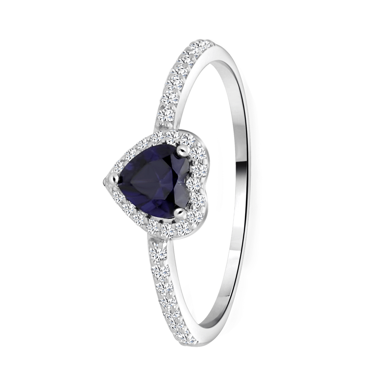 Zilveren ring hart zirkonia blauw | Lucardi-NL