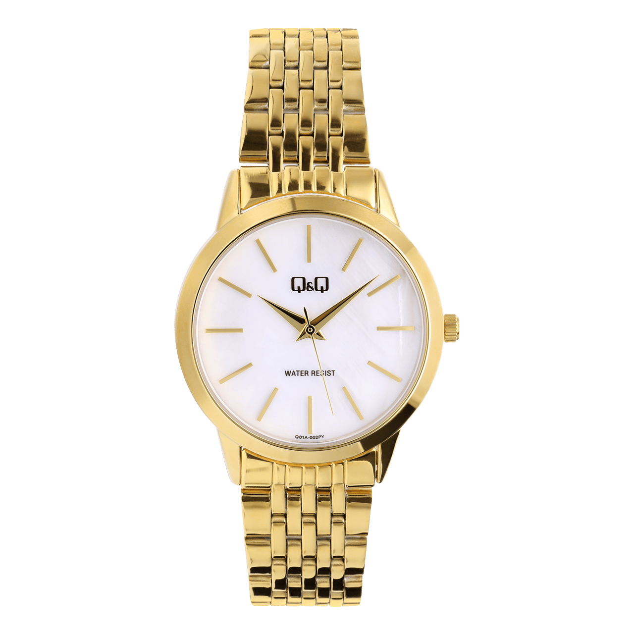 Q&Q goudkleurig dames horloge parelmoer | Lucardi-NL